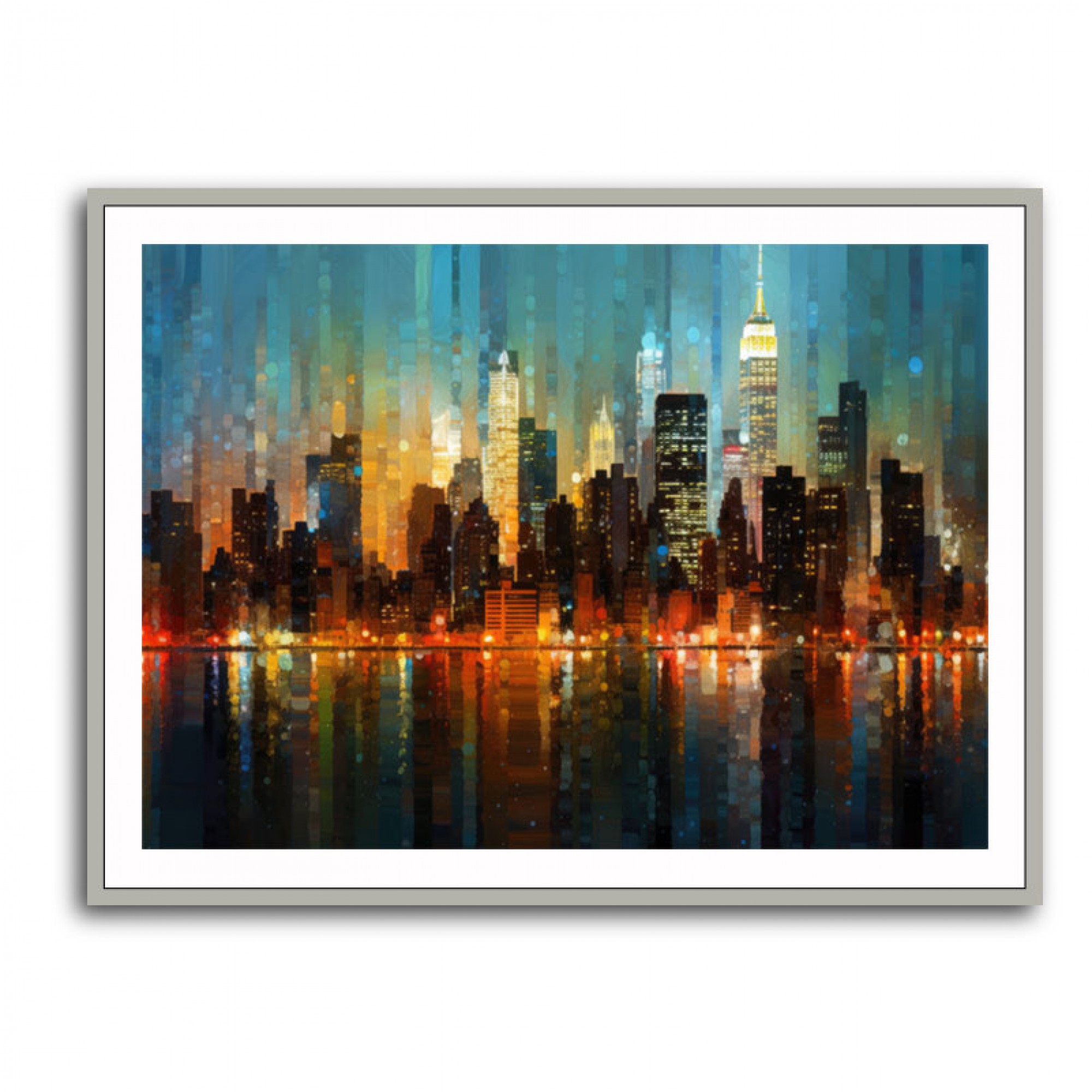 Abstract City Night Skyline Wall Art